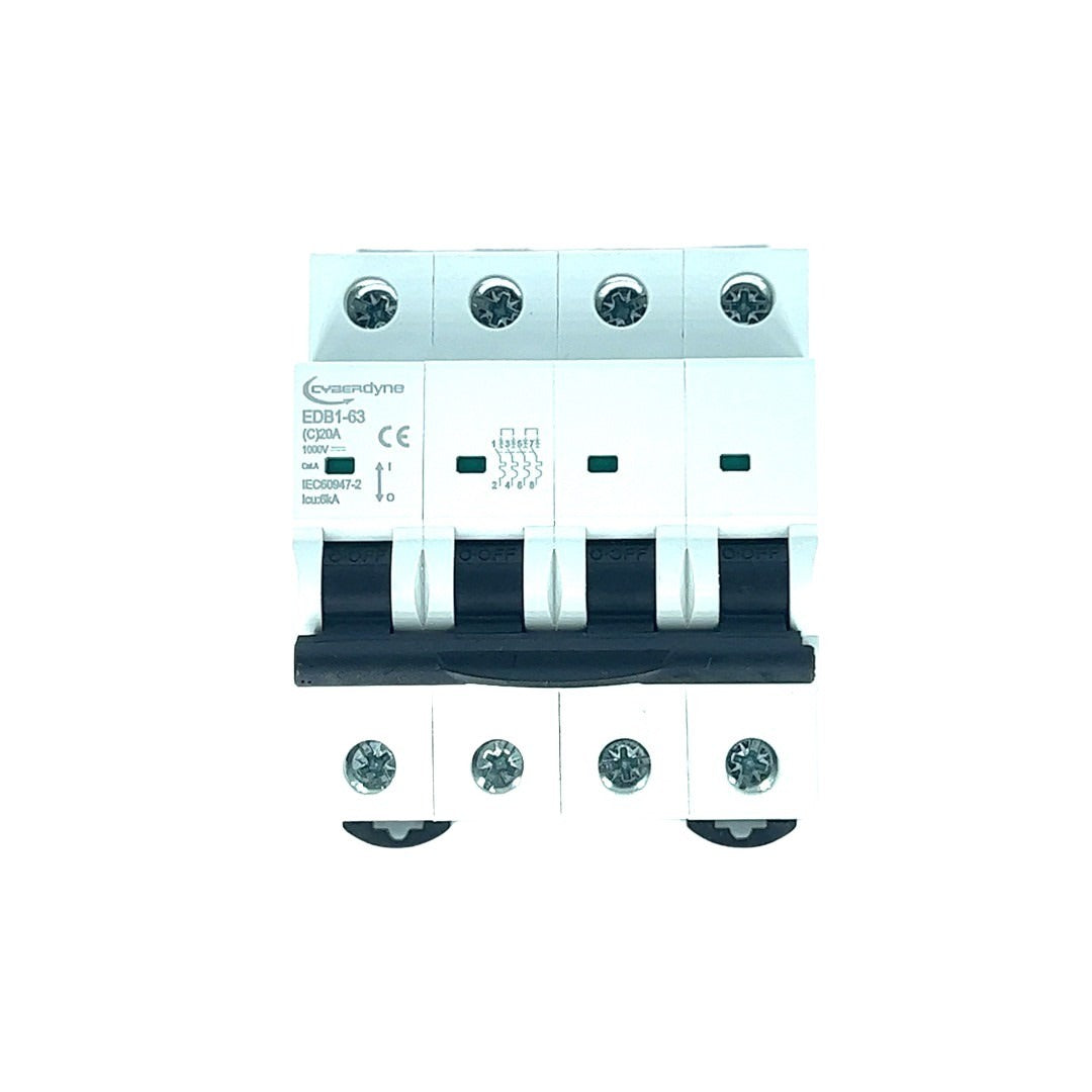 DC No-Polarity Miniature Circuit Breaker (1000V DC / 20A / C Curve) (4 – CABLESmart