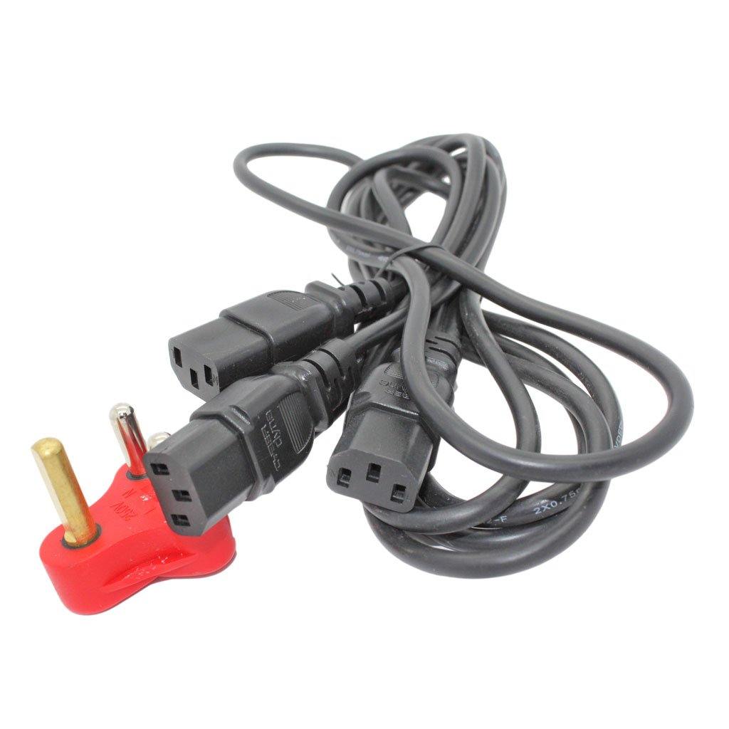 3-way IEC AC Cable (Dedicated Red Plug) (2m + 1m) | CABLESmart